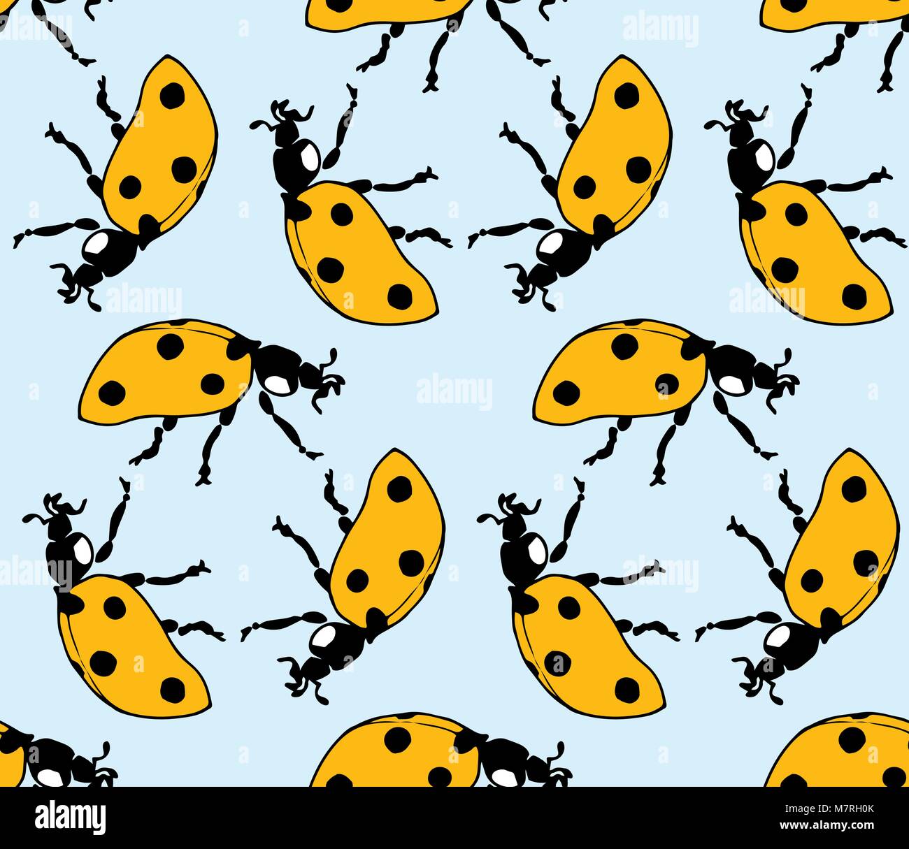 seamless pattern made from ladybugs on blue background Stock Vector ...