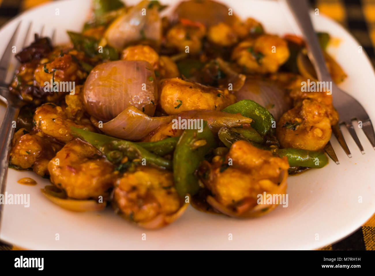 Prawn chilly fry Goan dish Stock Photo - Alamy