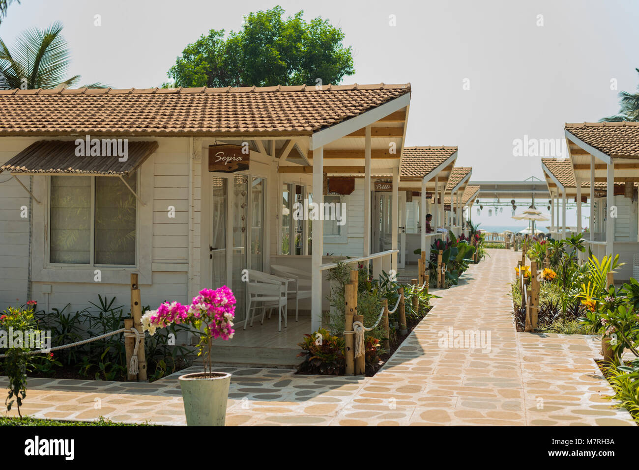 Agonda Beach, Goa/India- March 2 2019: The White resort at Agonda Beach ...