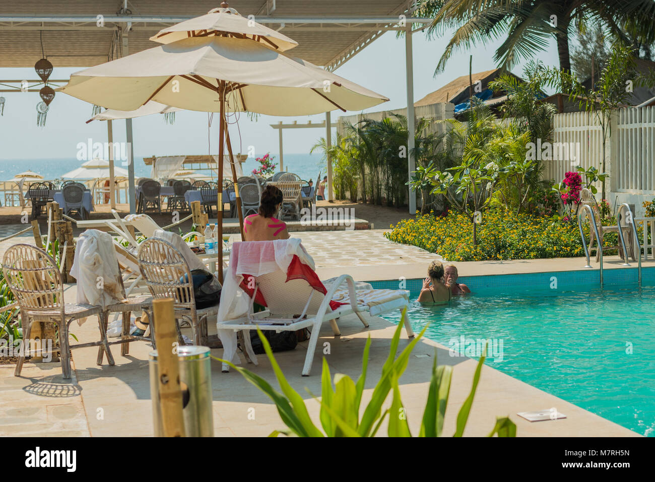 Agonda Beach, Goa/India- March 2 2019: The White resort at Agonda Beach ...