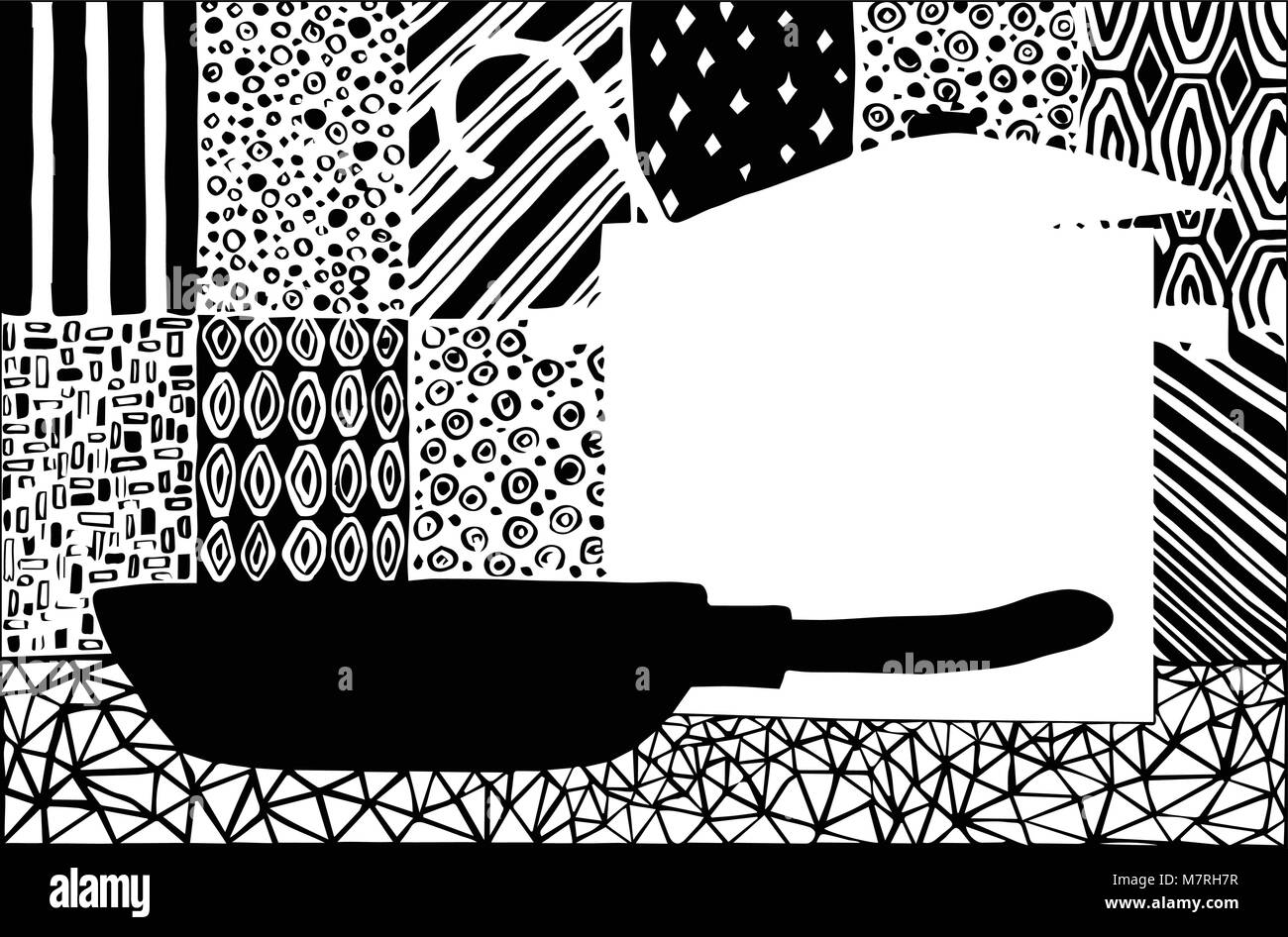 vector illustration of kitchen appliances in graphic style. Hand-drawn ...