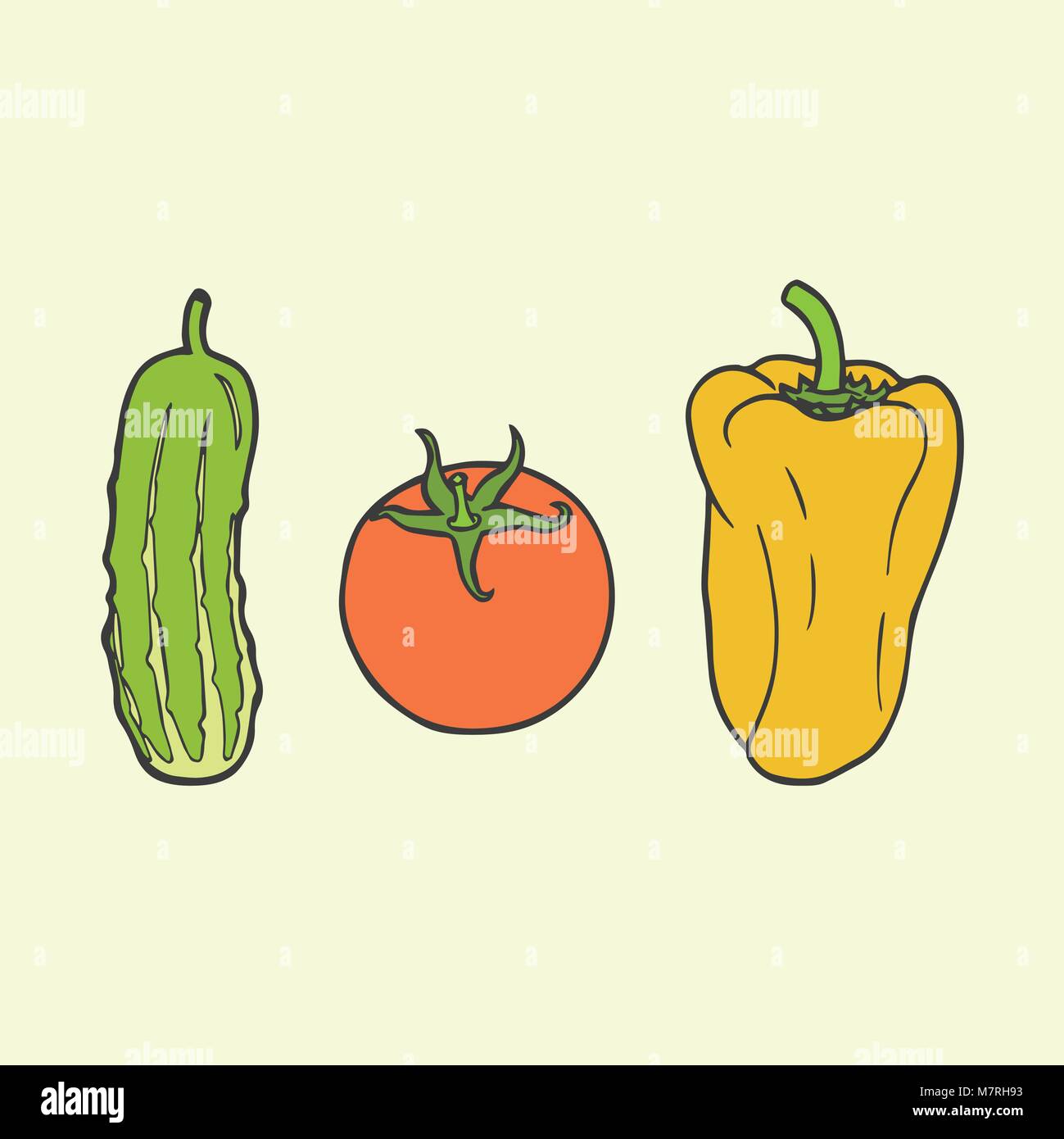 Pepper tomato cucumber in Stock Vector Images - Alamy