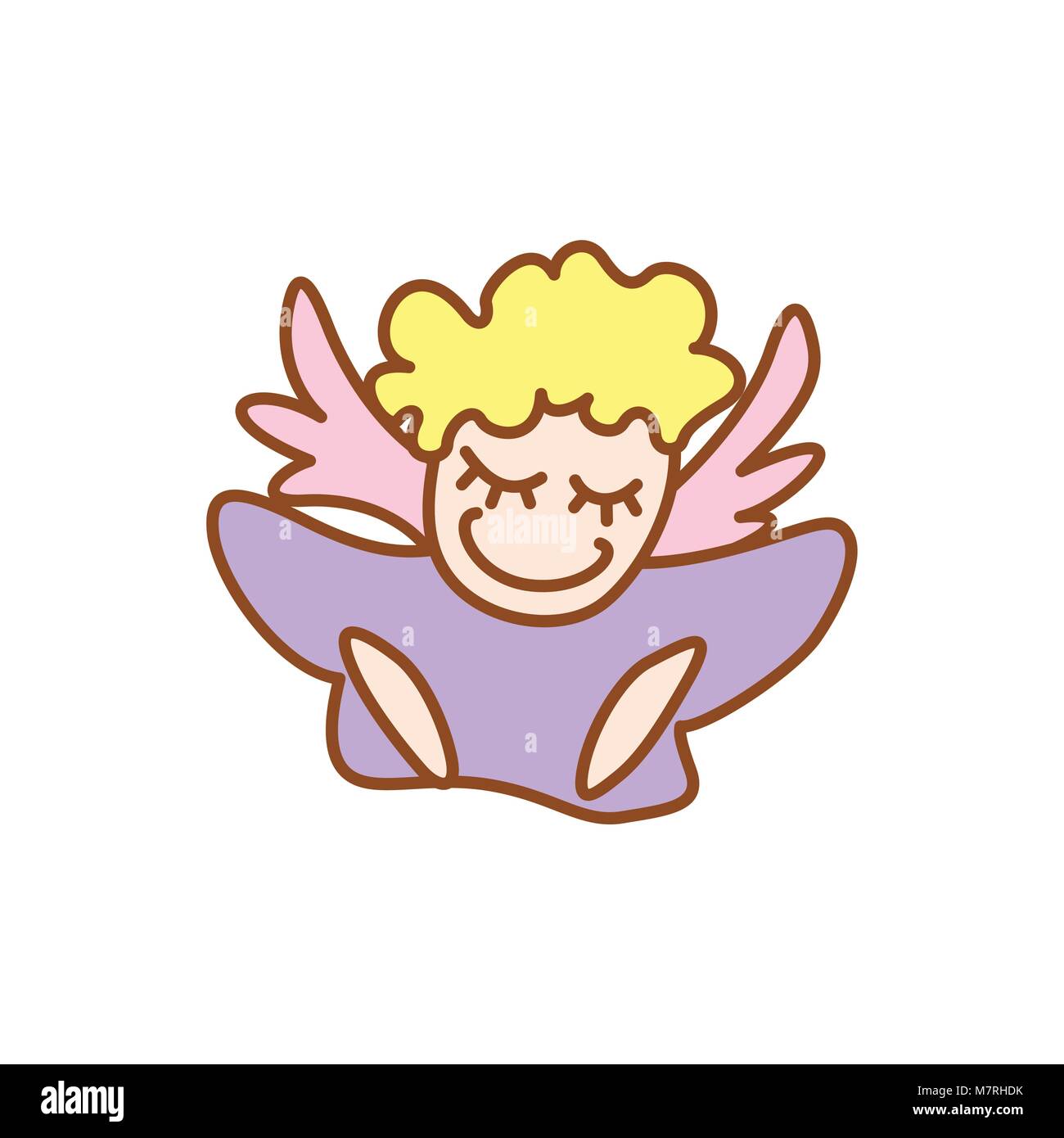 illustration of little flying angel on a white background Stock Vector ...