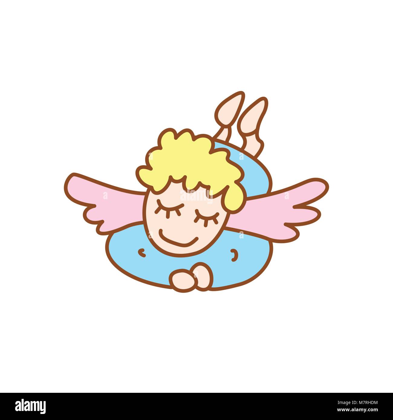 illustration of little flying angel on a white background Stock Vector ...