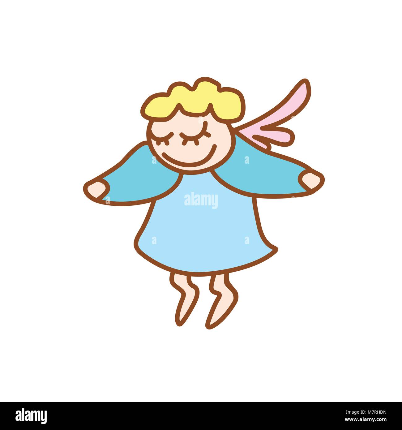 illustration of little flying angel on a white background Stock Vector ...