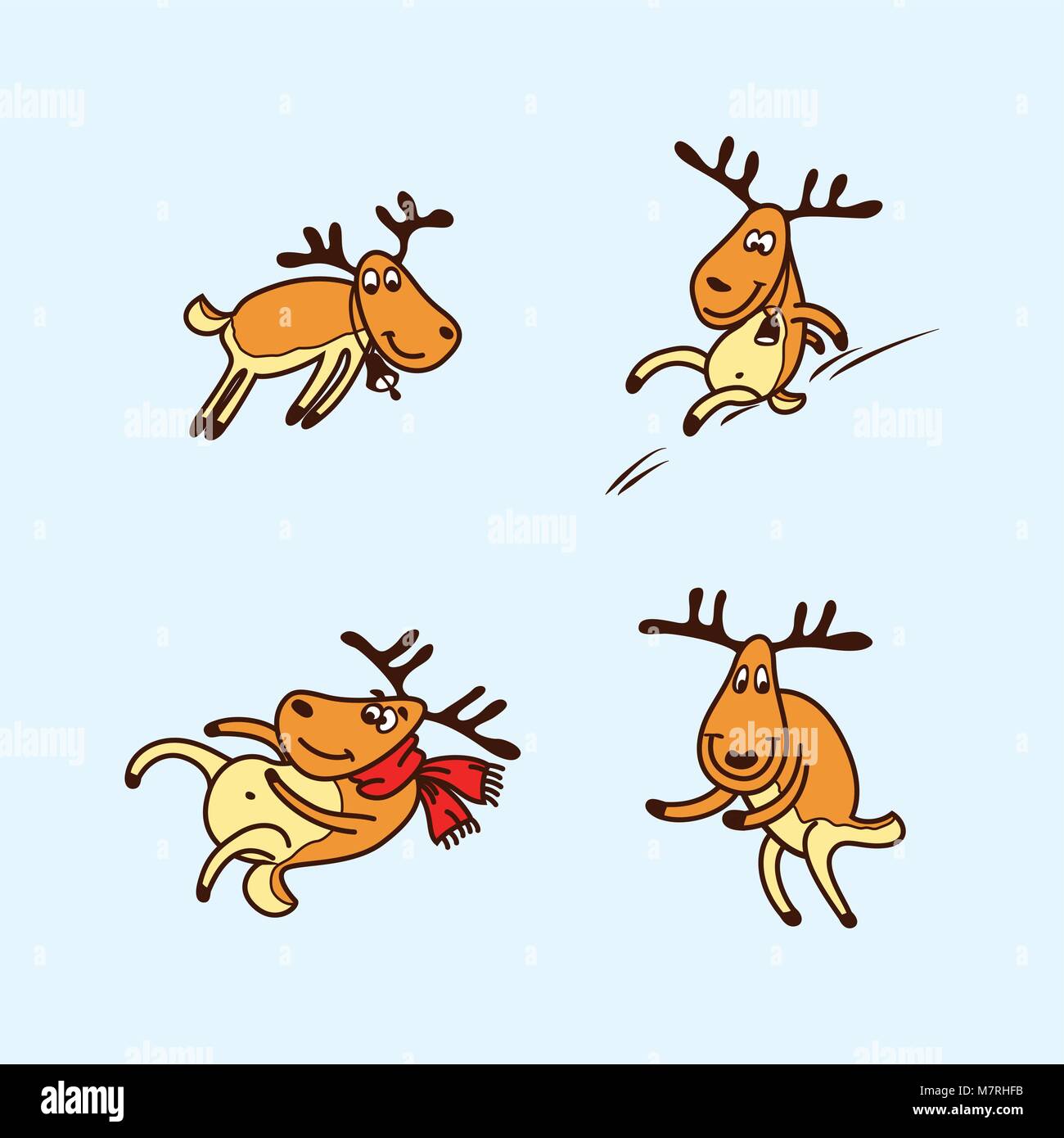 Vector illustration of a happy cartoon Christmas Reindeer. Reindeer set ...