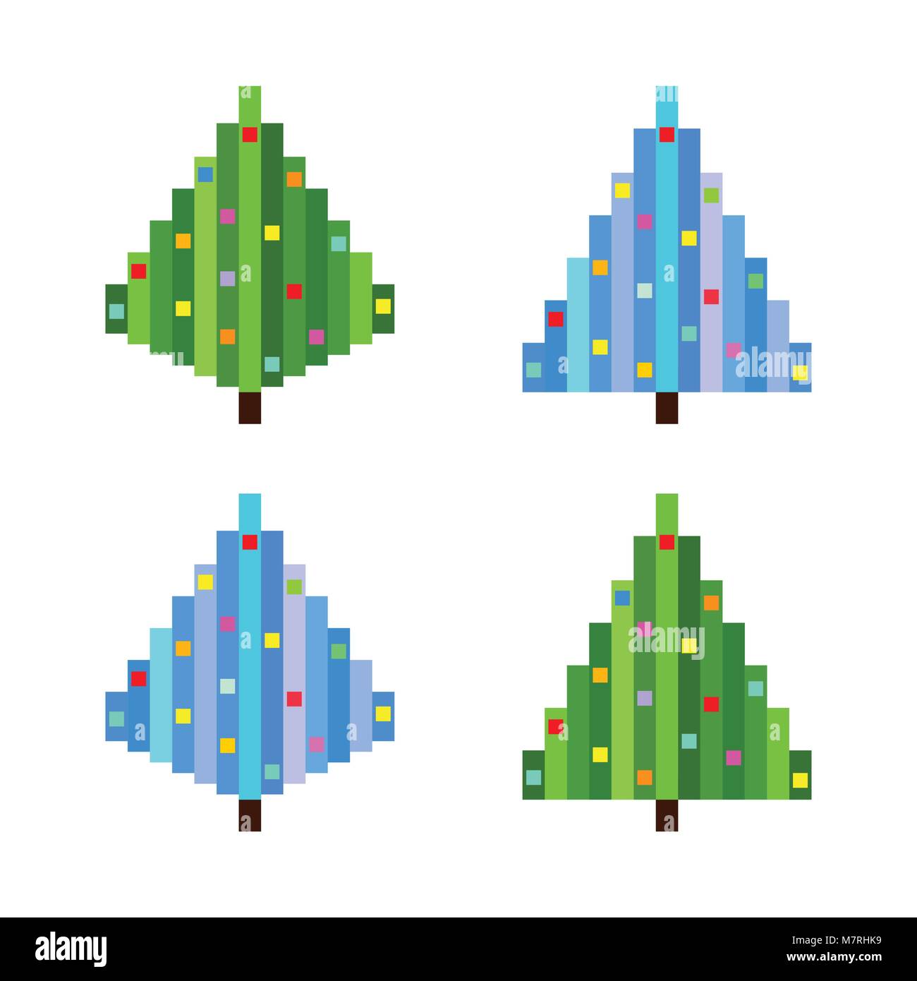 Vector set of four pixel art christmas trees. Flat design Stock Vector ...