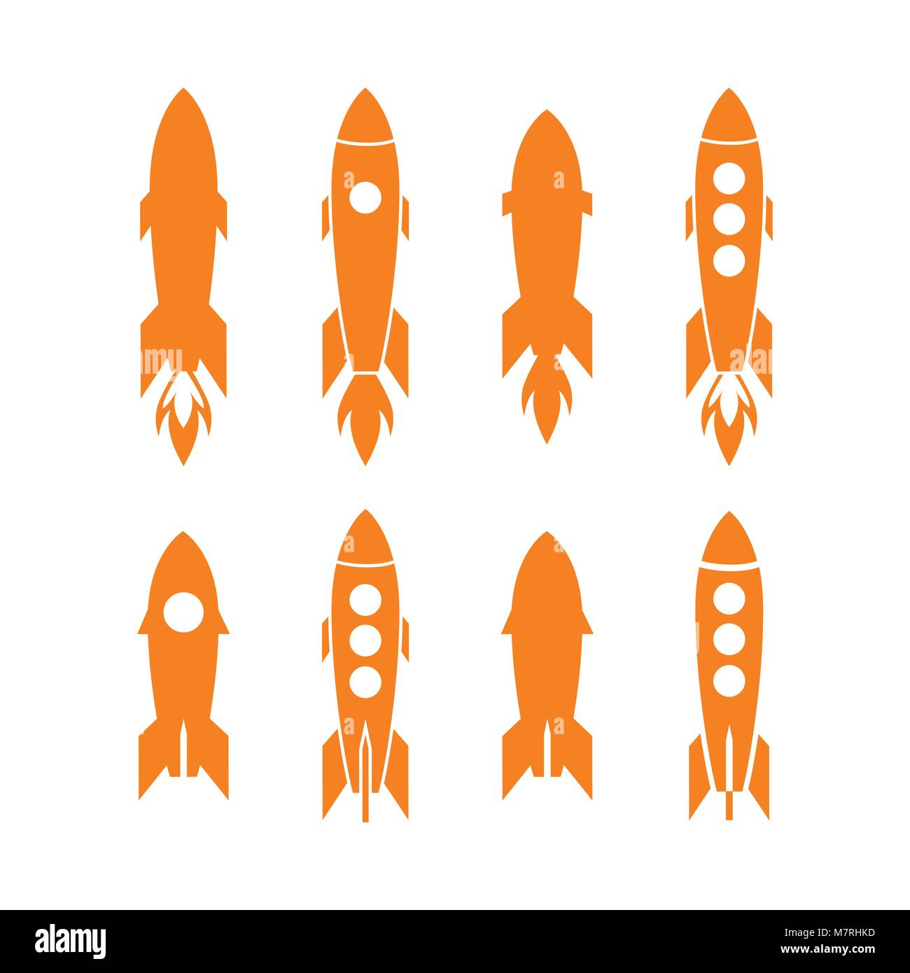 Rocket icon and rocket silhouette vector set. Icon design rocket ...