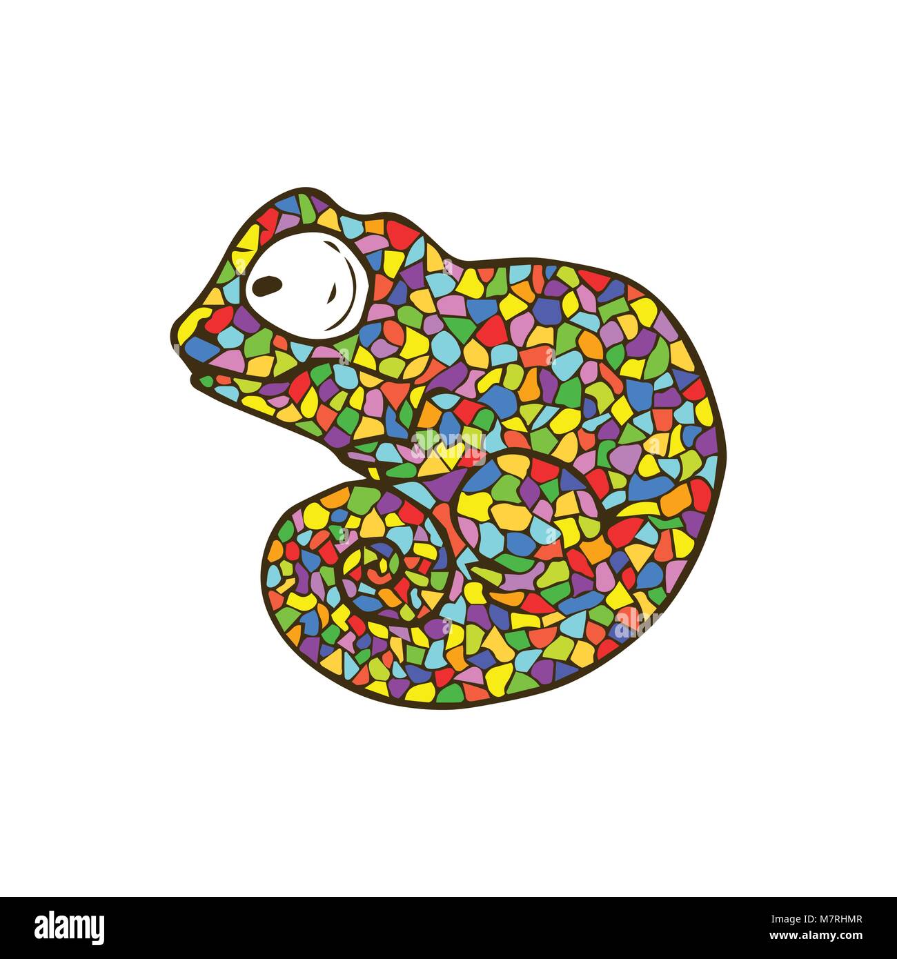 Vector mosaic chameleon. Cute cartoon colorful animal Stock Vector ...