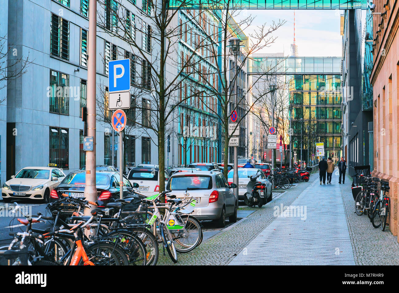 Berlin, Germany - December 13, 2017: Street with governmental buildings ...