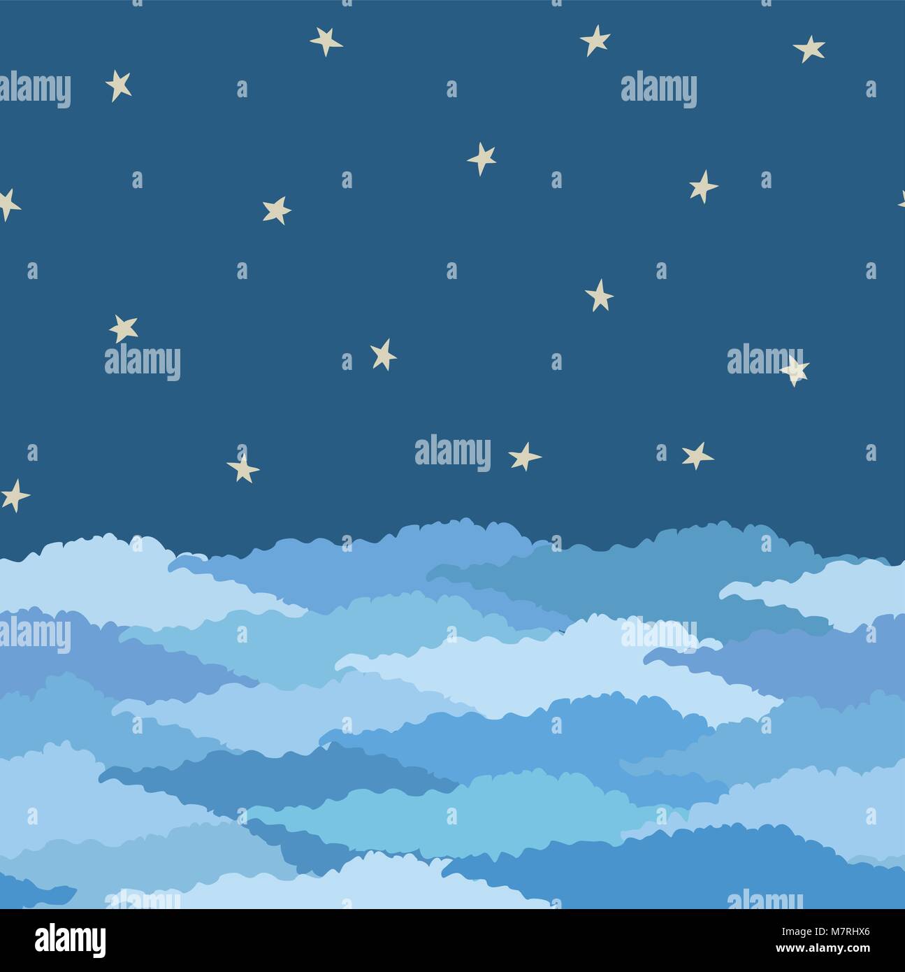 seamless pattern made from night sky with stars and clouds Stock Vector ...