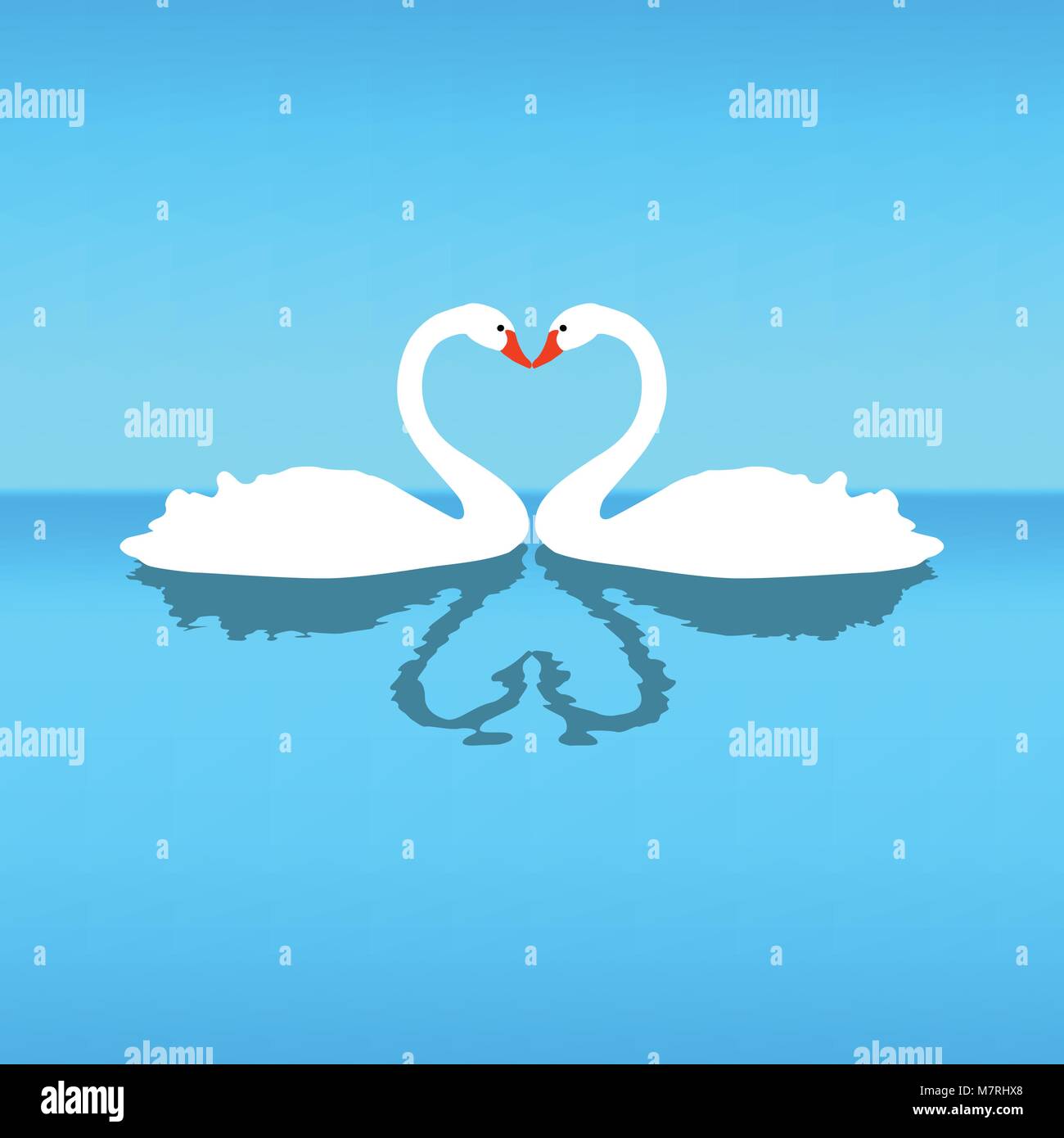 illustration of two lovers swans. Blue background made in EPS 10 Stock ...