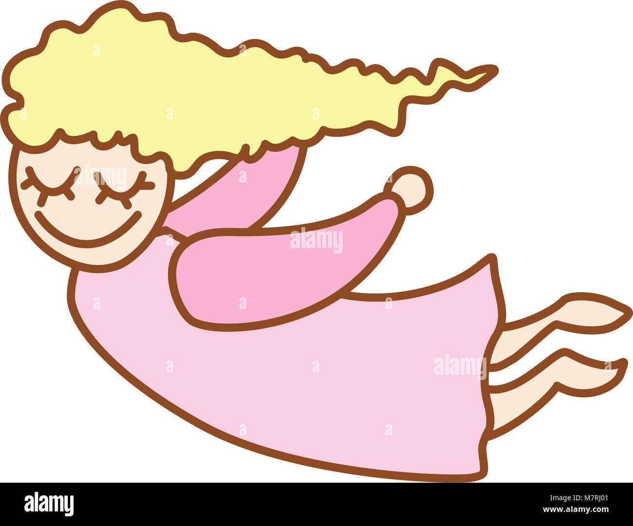Illustration of little cartoon flying girl Stock Vector Image & Art - Alamy