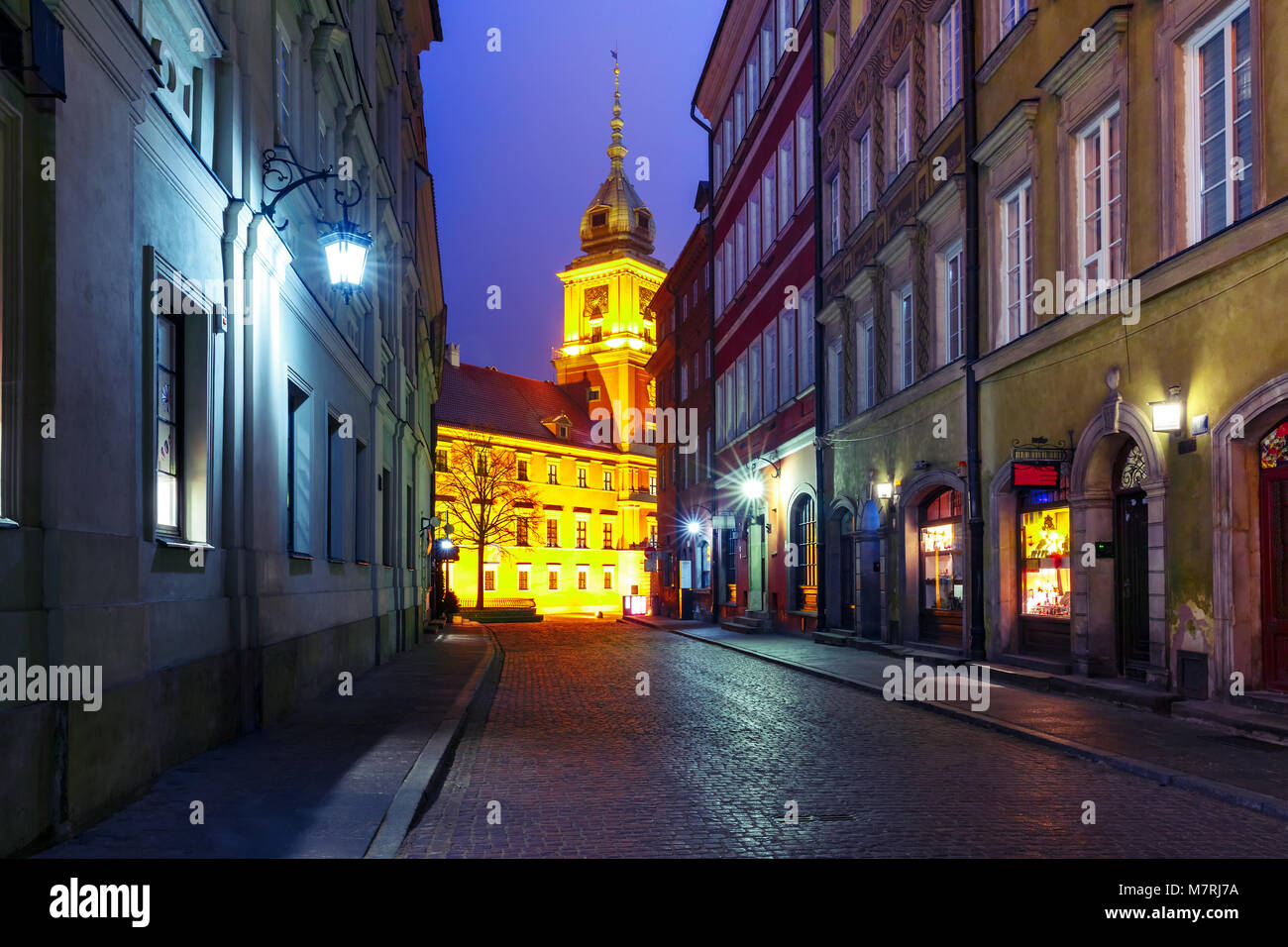 Beautiful street in Old Town of Warsaw, Poland Stock Photo - Alamy