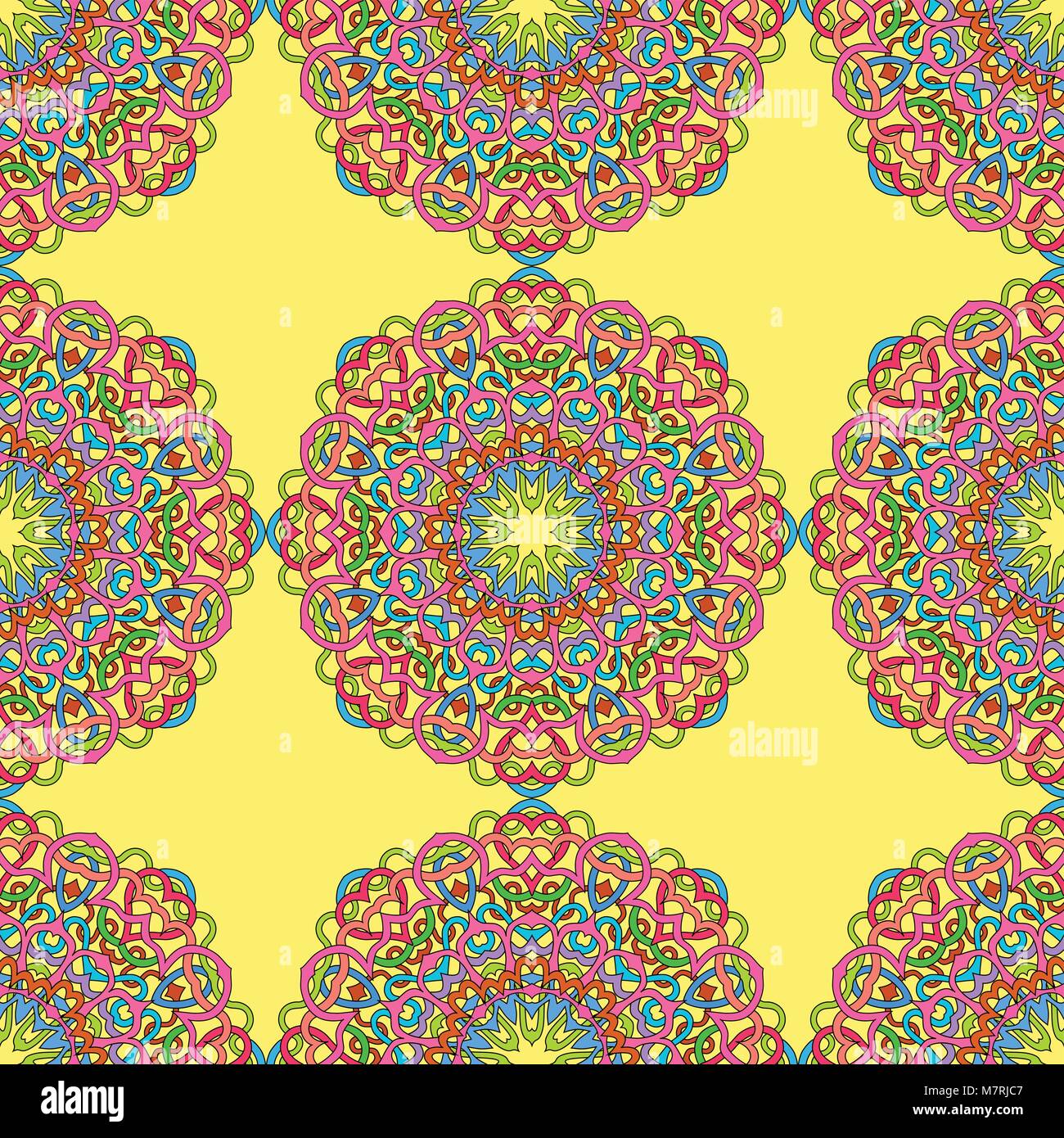 Vector illustration of seamless pattern from abstract bright ethnic ...