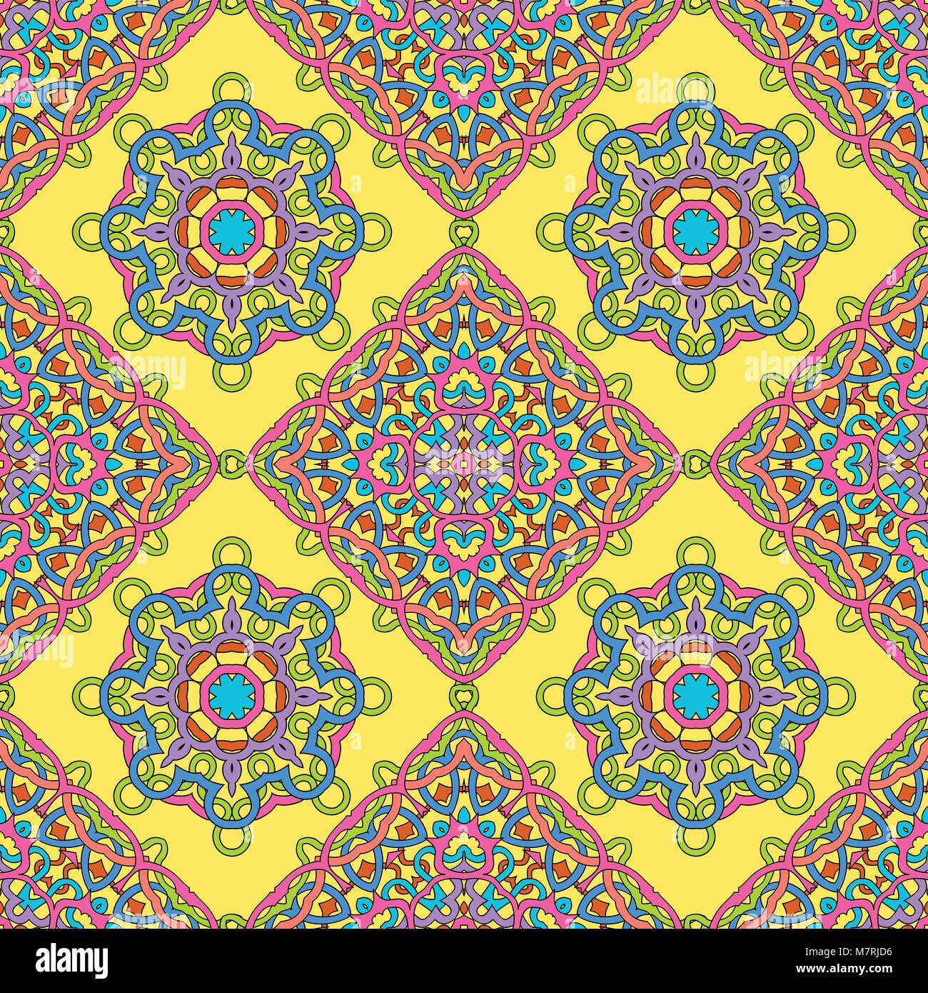 Vector illustration of seamless pattern from abstract bright ethnic ...