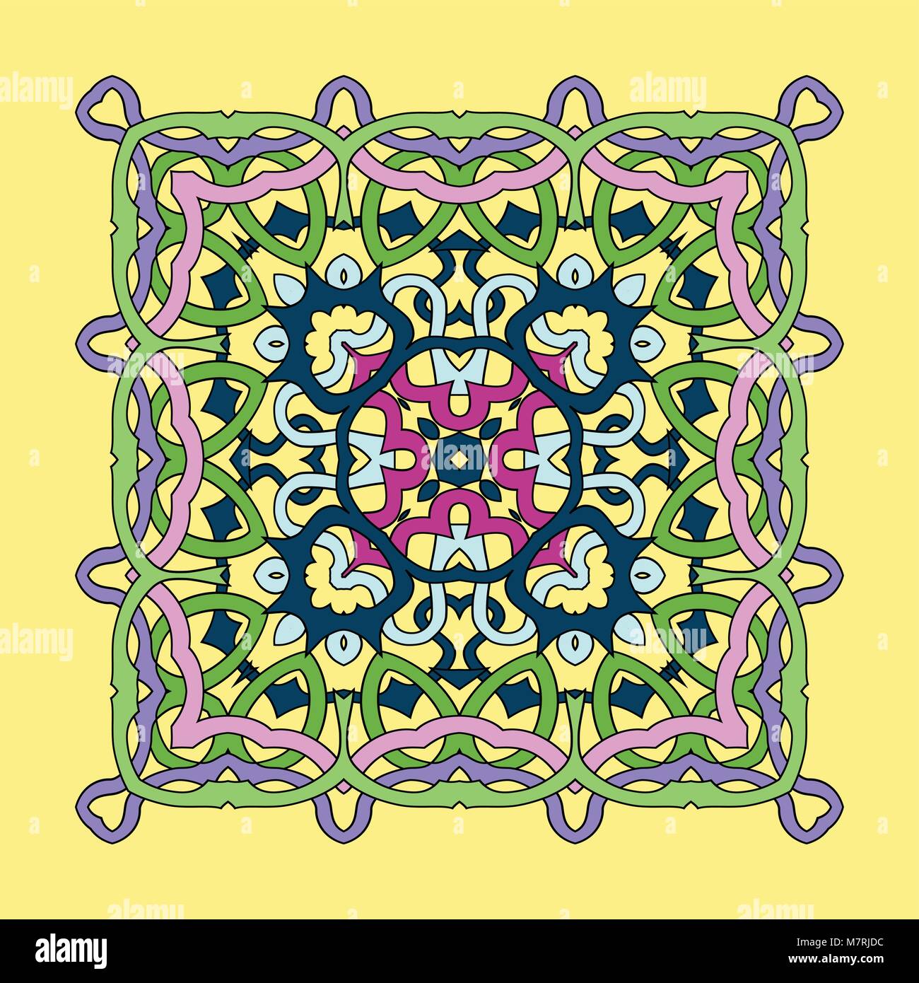 vector illustration of hand drawn mandala, square mandala Stock Vector ...