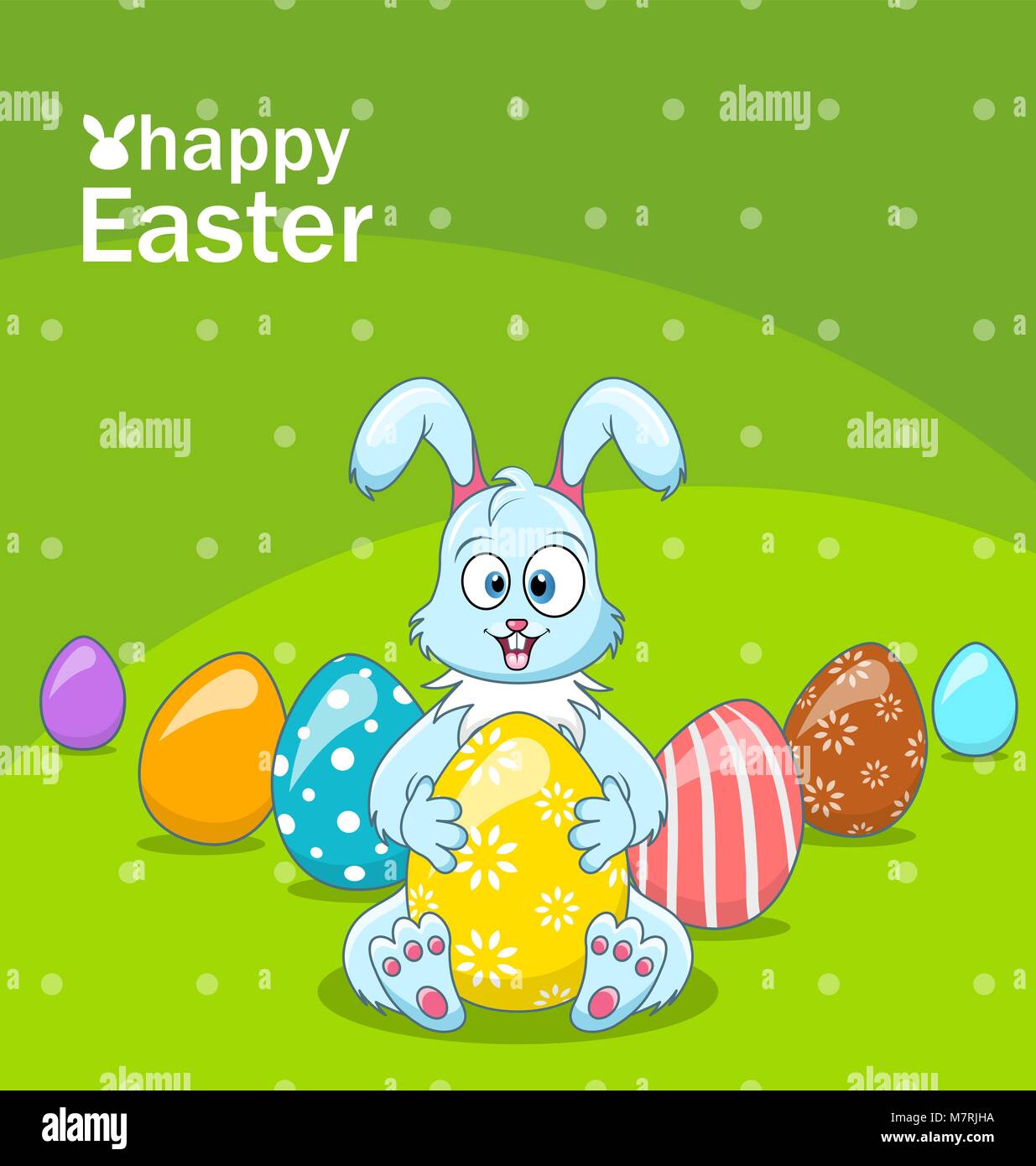Easter Bunny Egg Hunt, Cartoon Comic Rabbit, Celebration Banner Stock ...