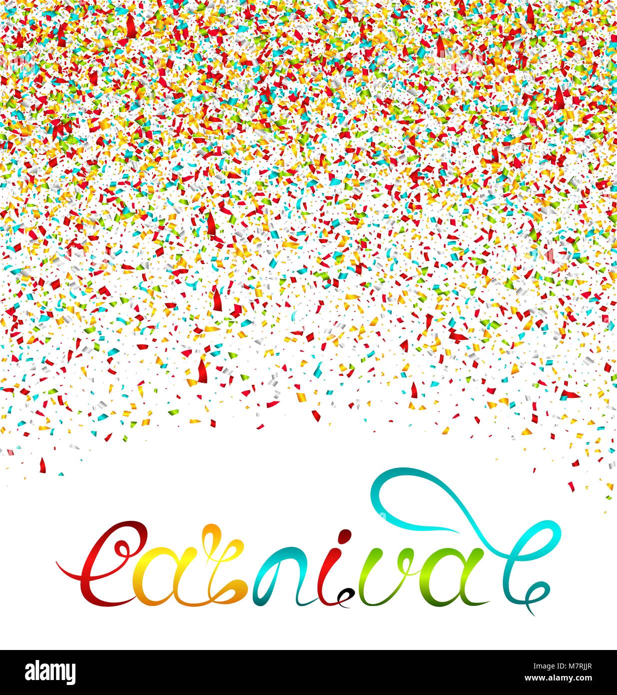 Hand Drawn Lettering for Carnival Party with Colorful Confetti. Poster ...