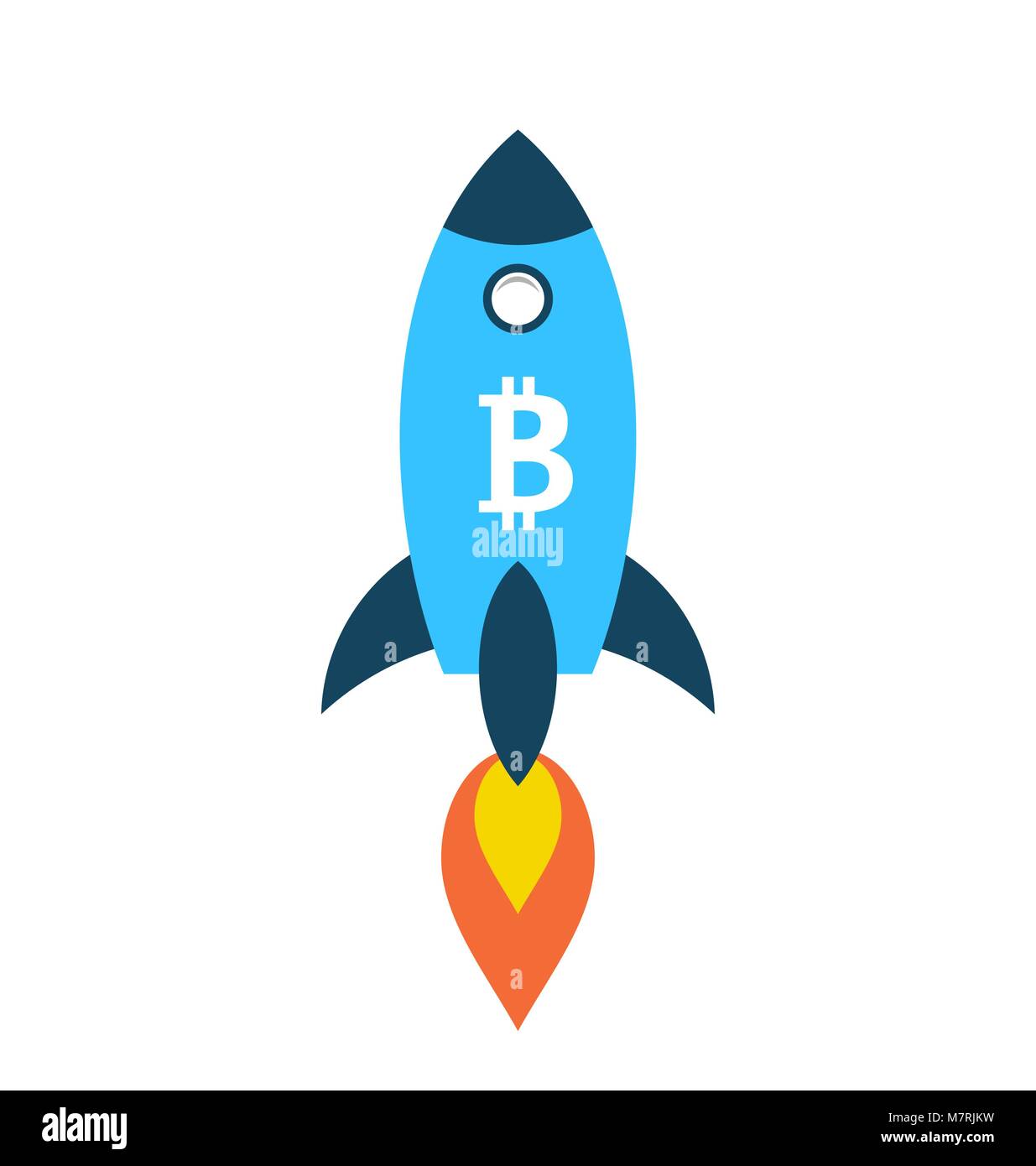 Bitcoin Rocket Ship Launching Into Space, Cryptocurrency, BTC, Virtual ...