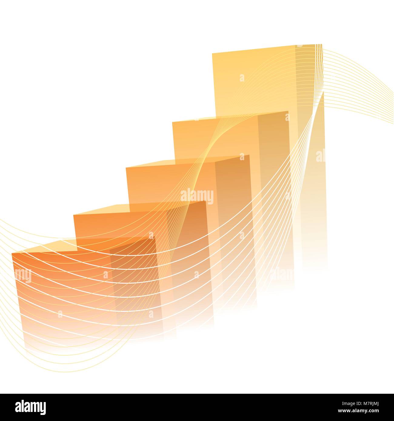 Business presentation, the orange graph shows the increase in value ...