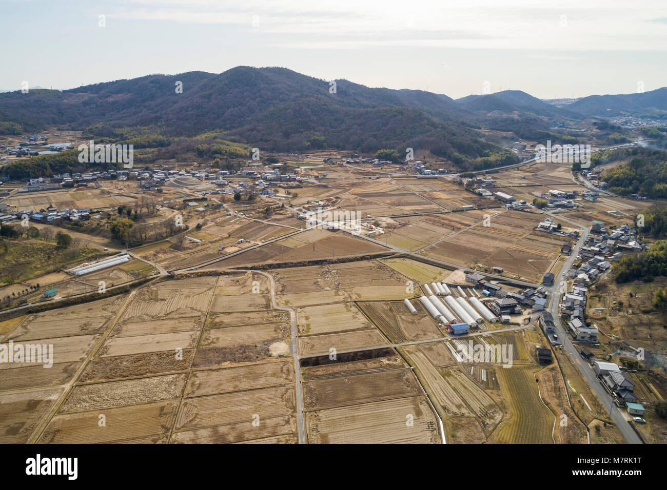 Aerial view of around Tsukuriyama ancient tomb, Kita-Ku, Okayama City ...
