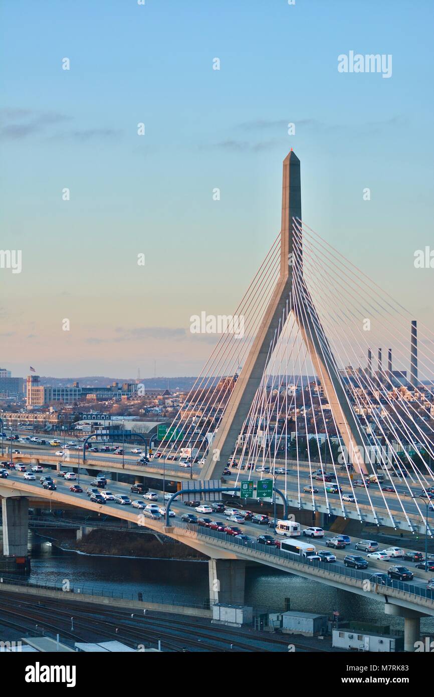 The icon Leonard P. Zakim Bunker Hill Memorial Bridge seen from above ...