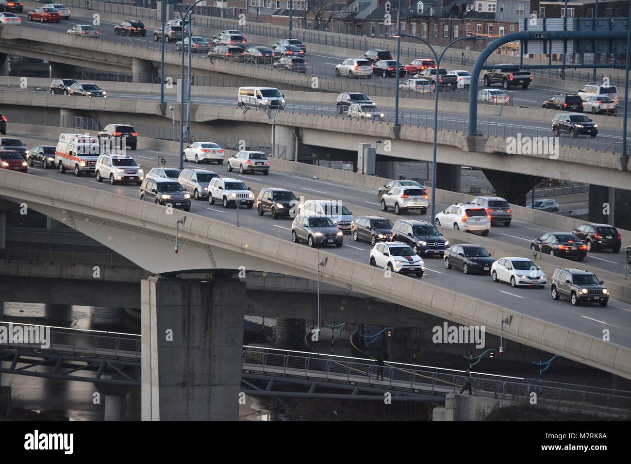 Traffic on the interstate surrounding Boston, Massachusetts, USA Stock ...