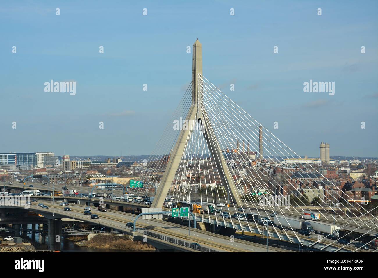 The icon Leonard P. Zakim Bunker Hill Memorial Bridge seen from above ...