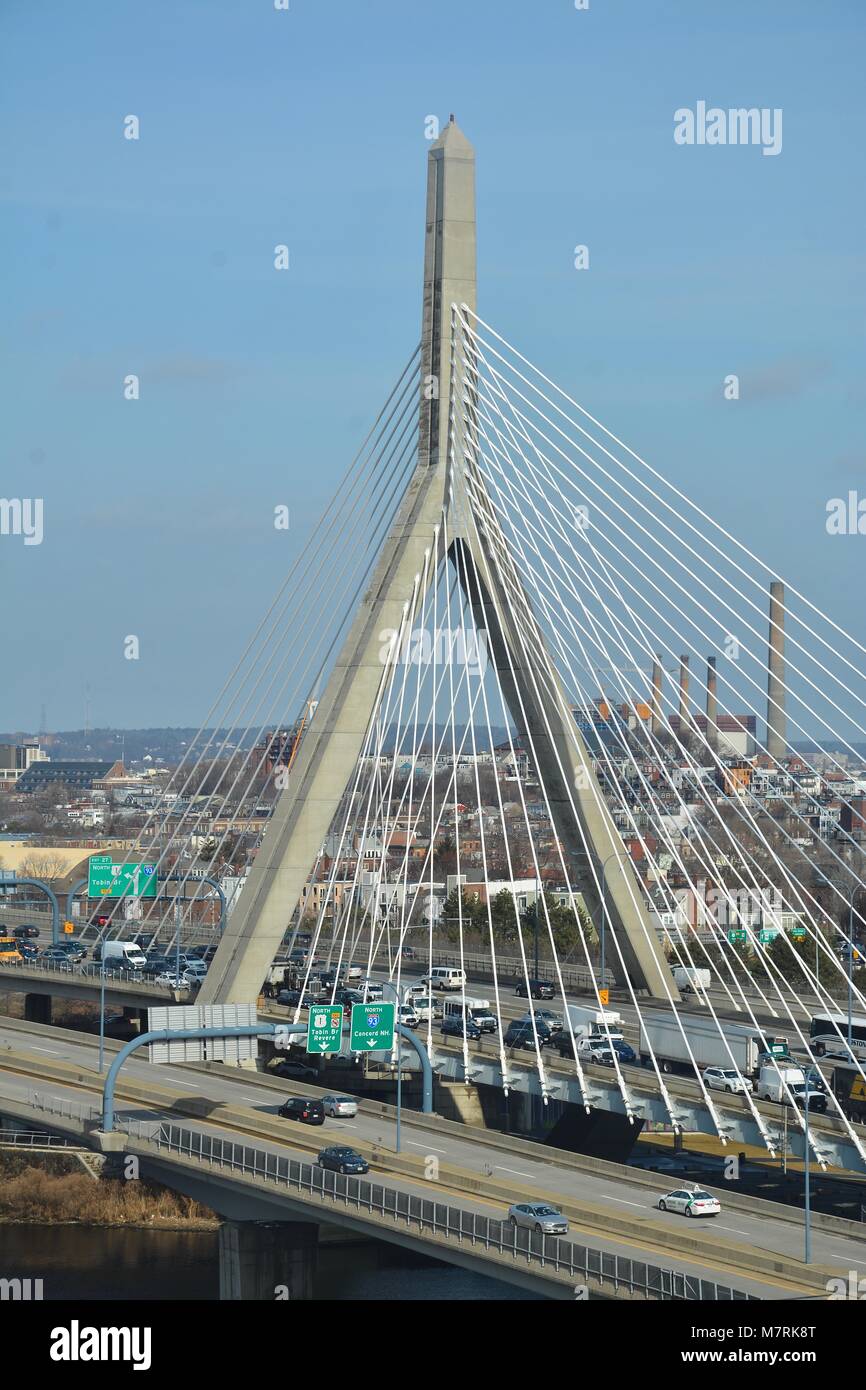 The icon Leonard P. Zakim Bunker Hill Memorial Bridge seen from above ...