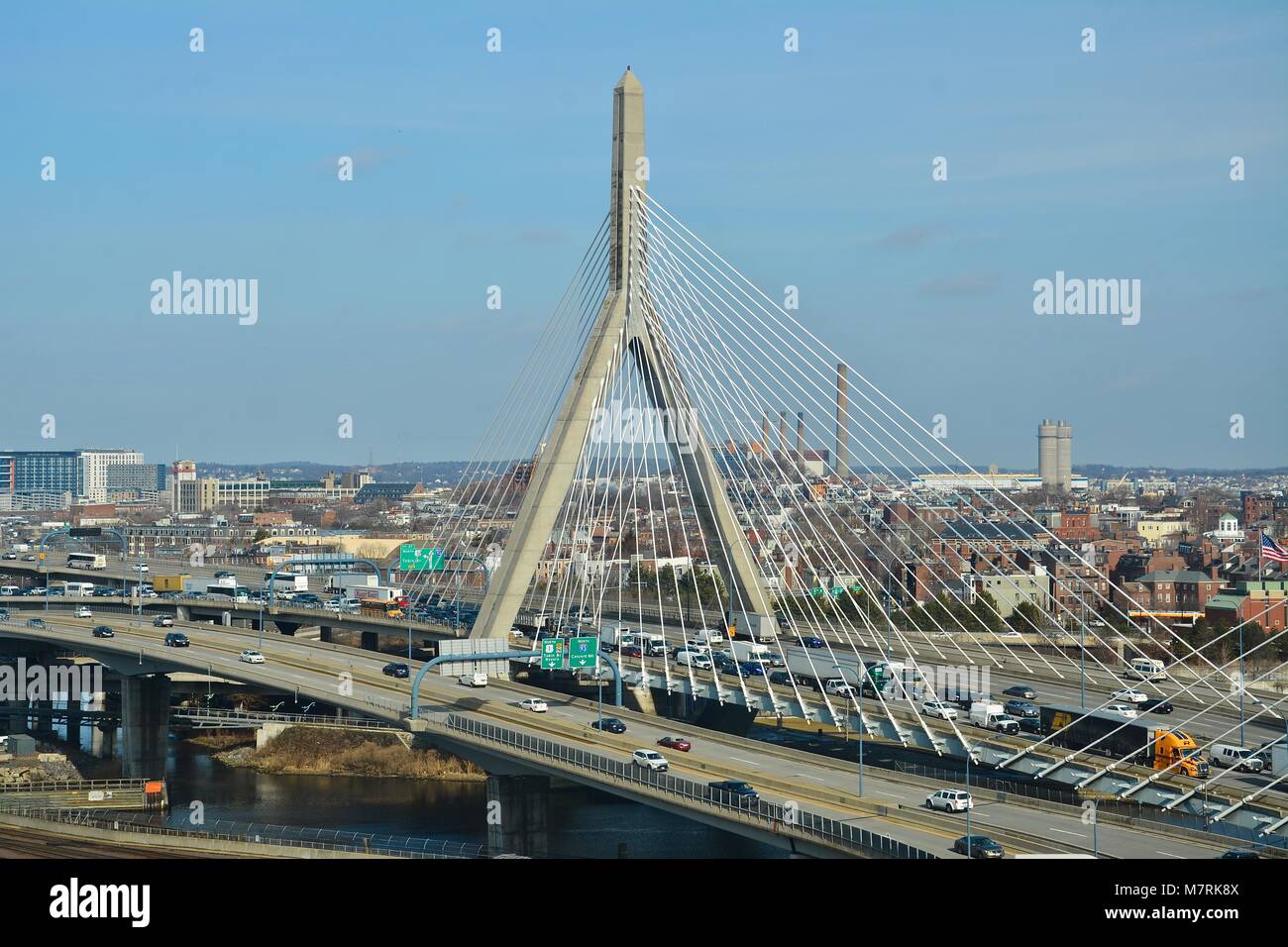 The icon Leonard P. Zakim Bunker Hill Memorial Bridge seen from above ...