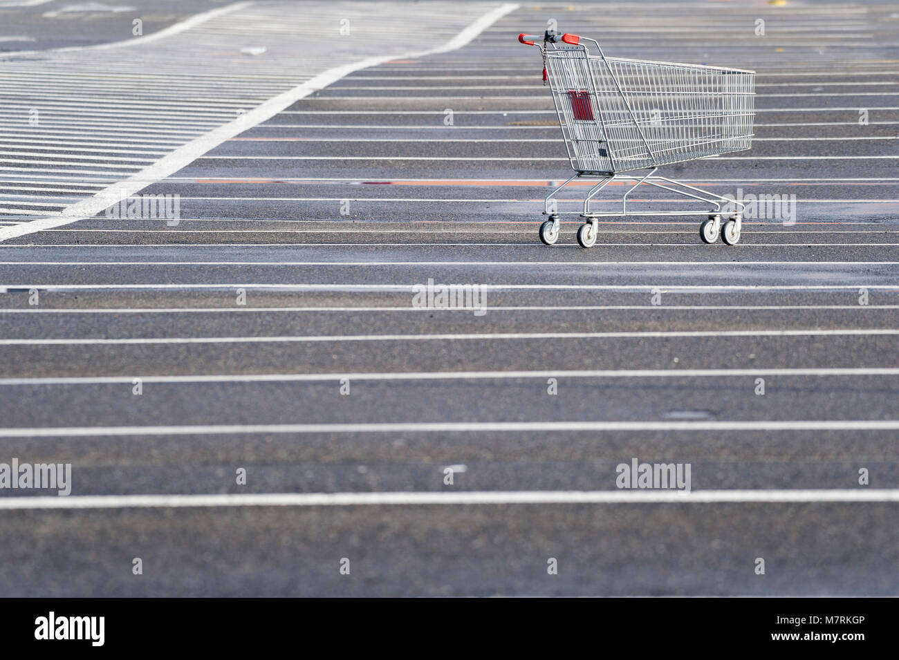 Parked shopping carts equipped with coin-operated locking mechanisms in ...