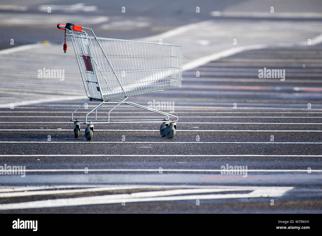 Parked shopping carts equipped with coin-operated locking mechanisms in ...