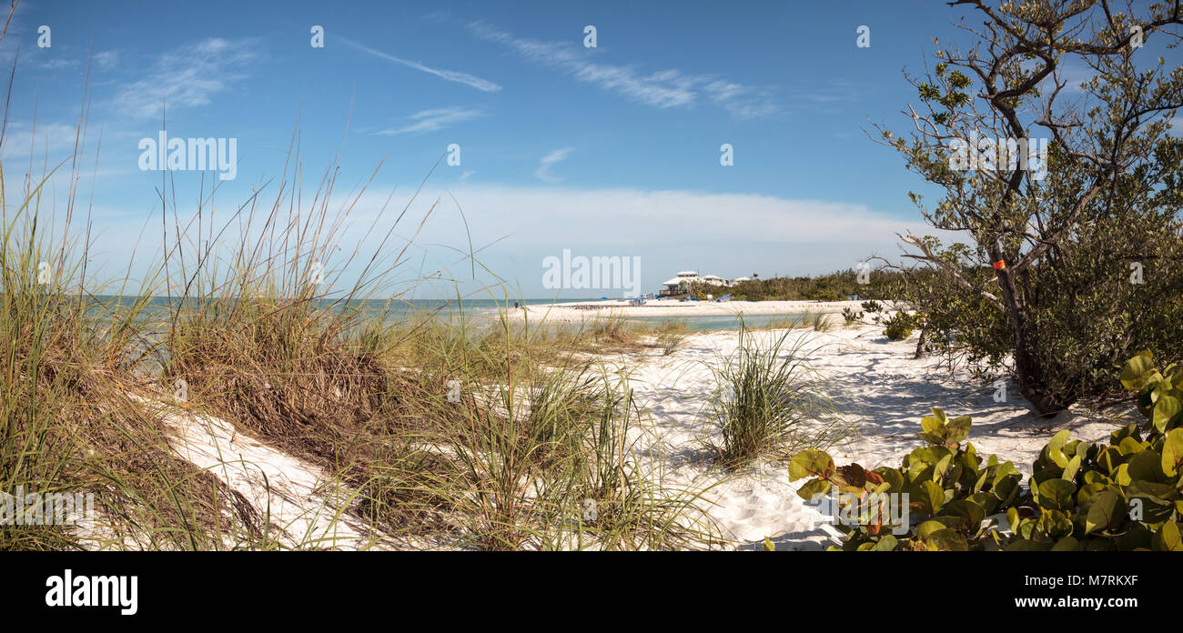 White sand beach and aqua blue water of Clam Pass in Naples, Florida in ...