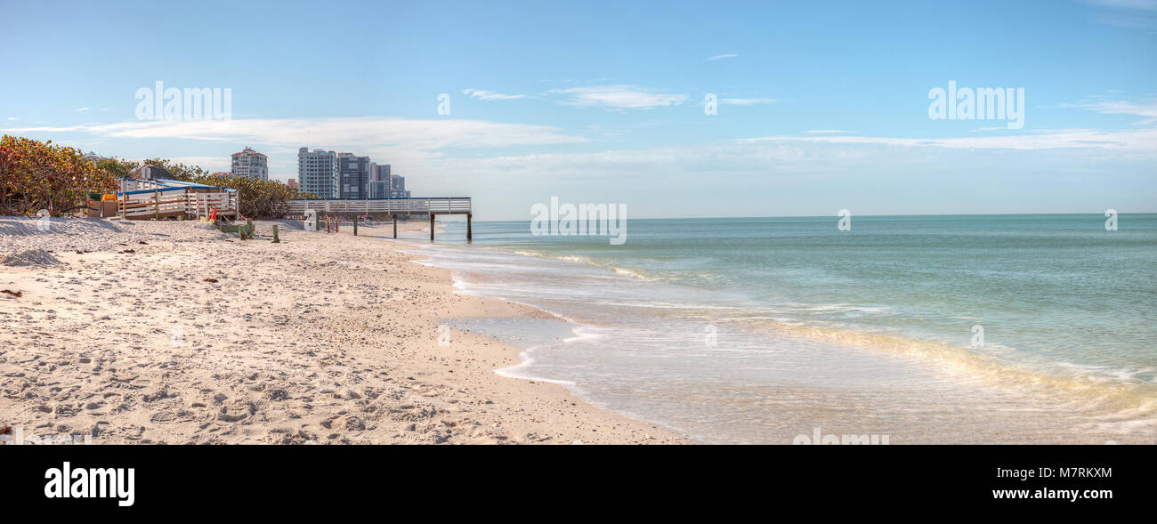 White sand beach and aqua blue water of Clam Pass in Naples, Florida in ...