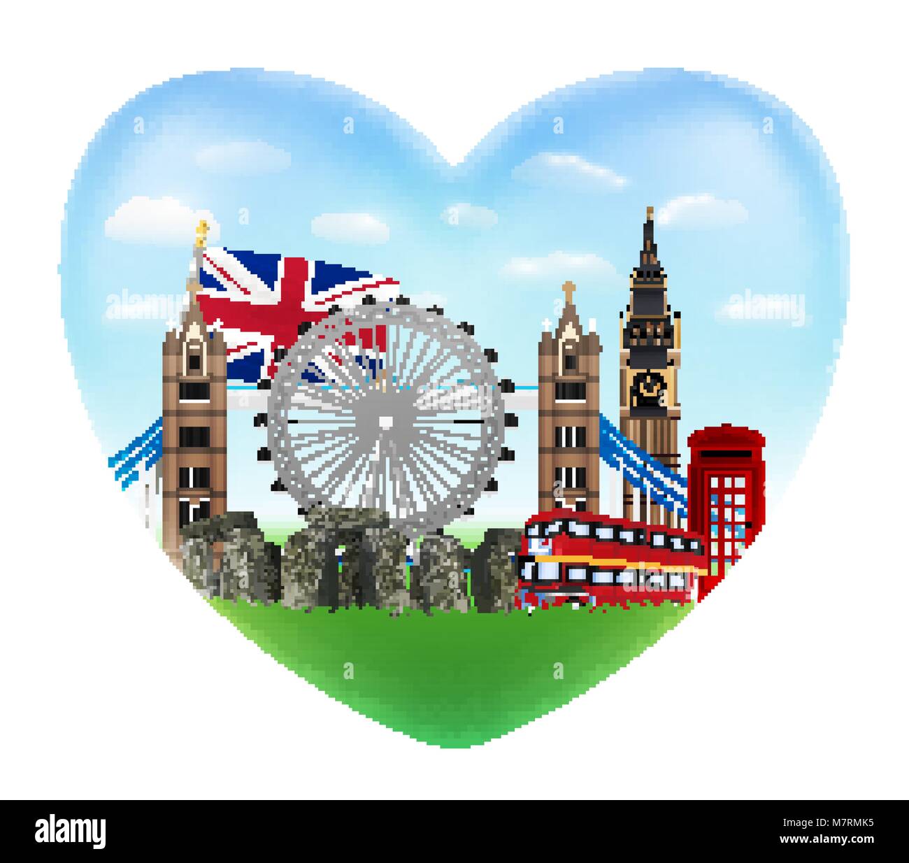 love England heart shape logo with england flag Stock Vector Image ...