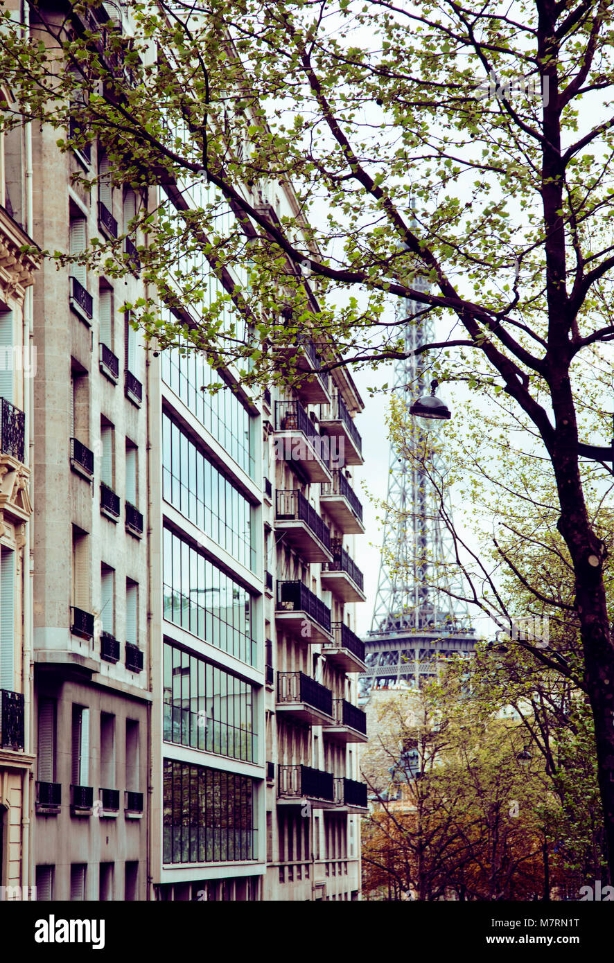 houses on french streets of Paris. citylife concept Stock Photo - Alamy
