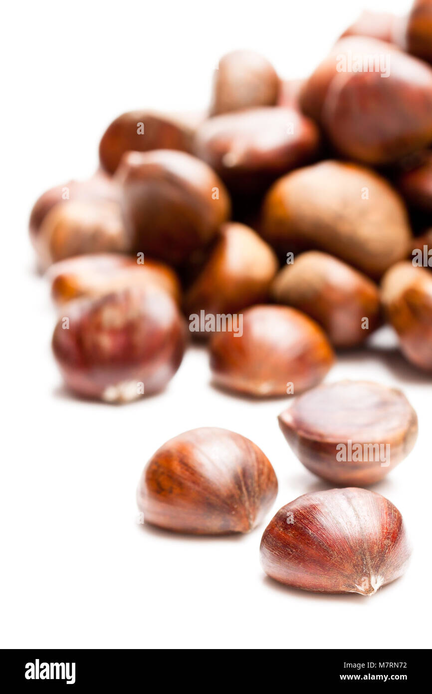sweet chestnut isolated on white background Stock Photo - Alamy