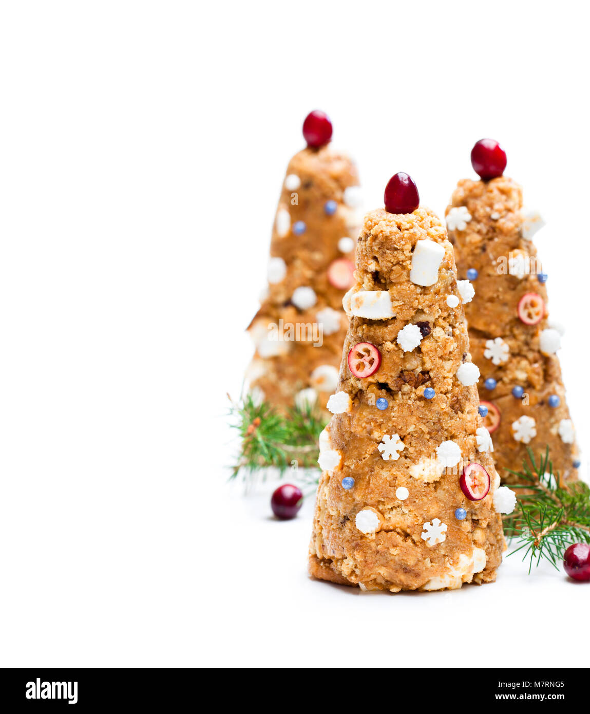 Christmas tree cookies isolated in white background Stock Photo - Alamy