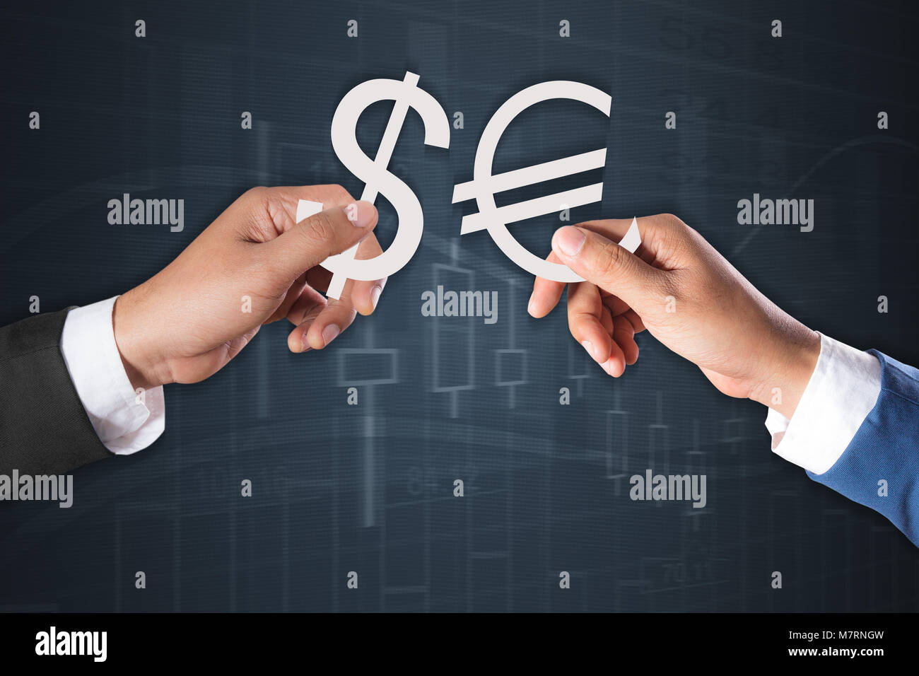 Dollar sign and Euro symbol on hand Stock Photo - Alamy