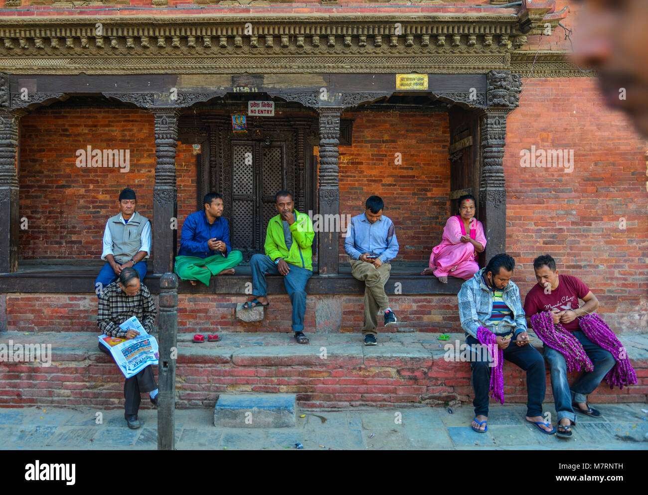 Kathmandu, Nepal - Oct 17, 2017. People relaxing on Durbar Square in ...