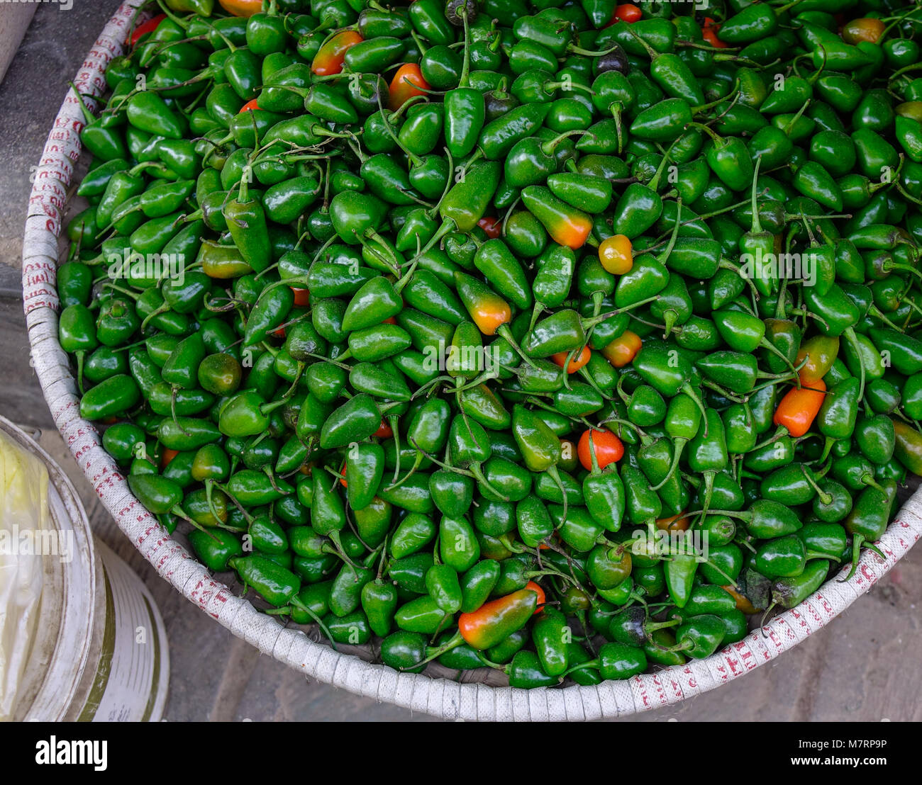 Fresh chilli for cooking at the market in Kathmandu, Nepal Stock Photo ...