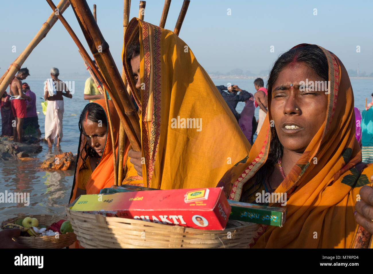 Pilgrims praying at the Kartika Purnima (Deva-Diwali) festival, Konhara ...