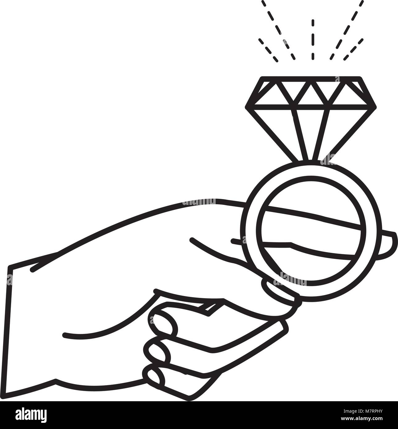 Hand Engagement Ring Vector Illustration High Resolution Stock ...