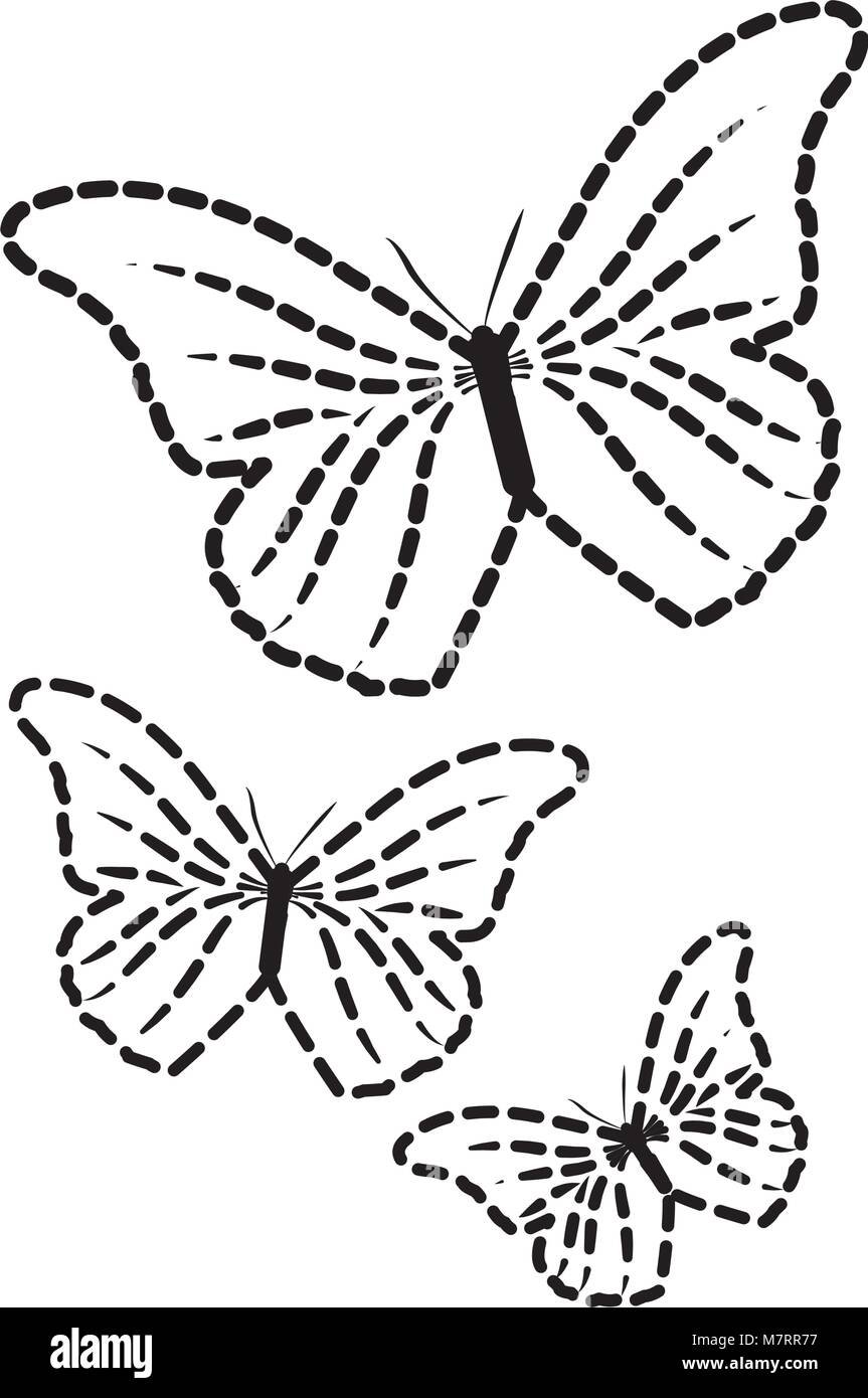 dotted shape beauty nature butterflys animal flying Stock Vector Image ...