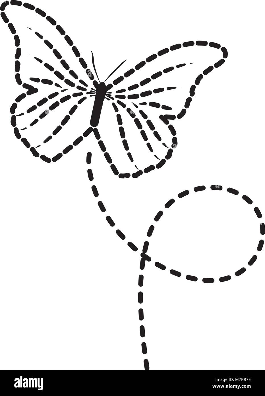 dotted shape cute butterfly insect animal flying Stock Vector Image ...