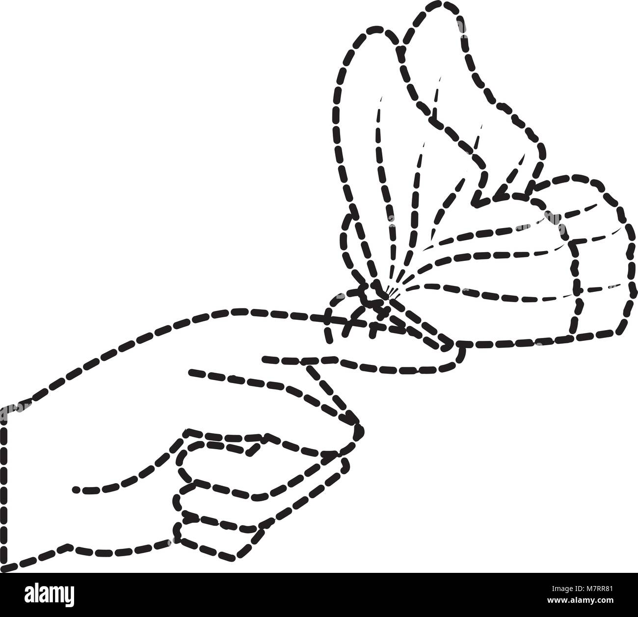 dotted shape hand with beauty butterfly insect animal Stock Vector ...