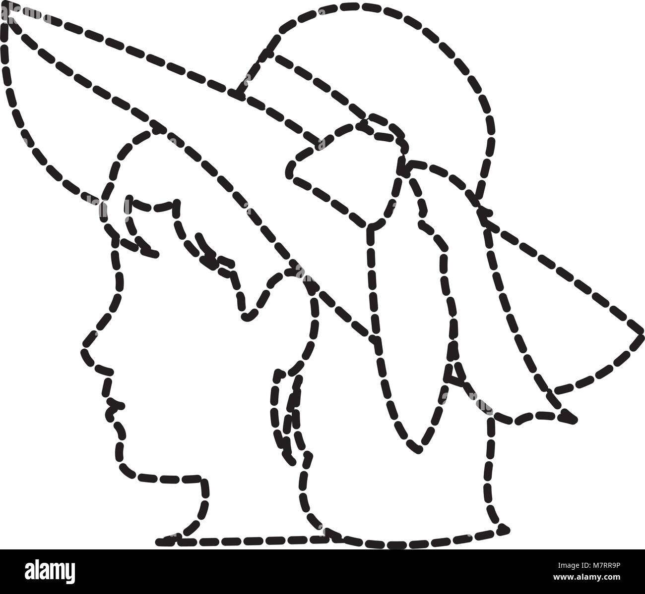 dotted shape woman face with elegant hat in the head Stock Vector Image ...