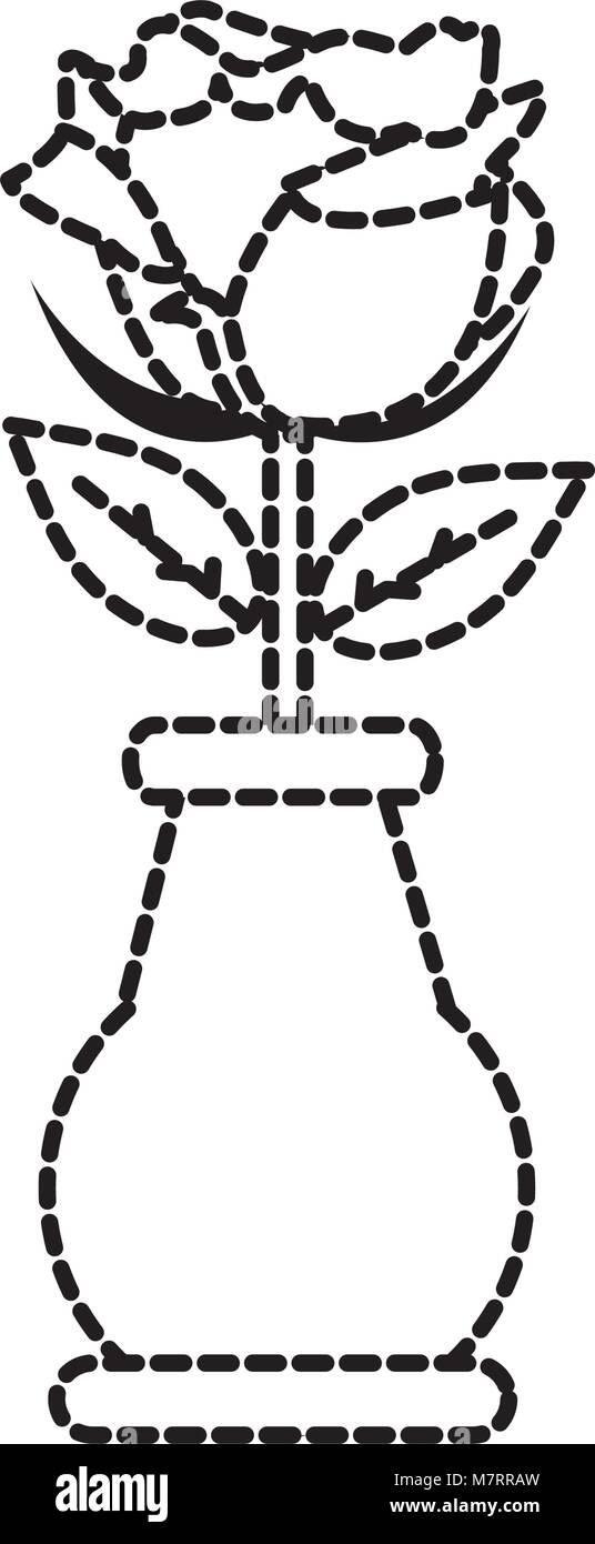 dotted shape rose petals with leaves inside crystal jar Stock Vector ...