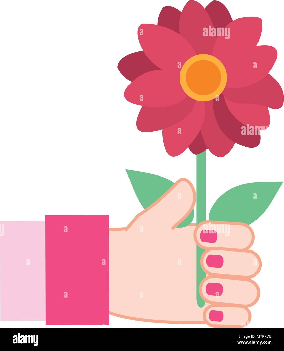 colorful woman hand with beautiful flower and petals Stock Vector Image ...